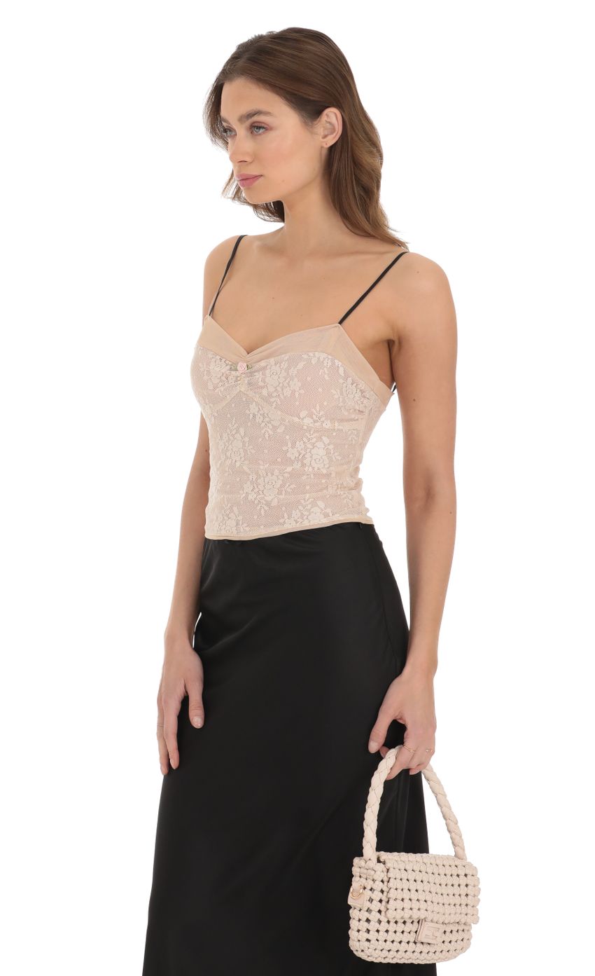 Mesh Lace Sheer Top in Beige | LUCY IN THE SKY