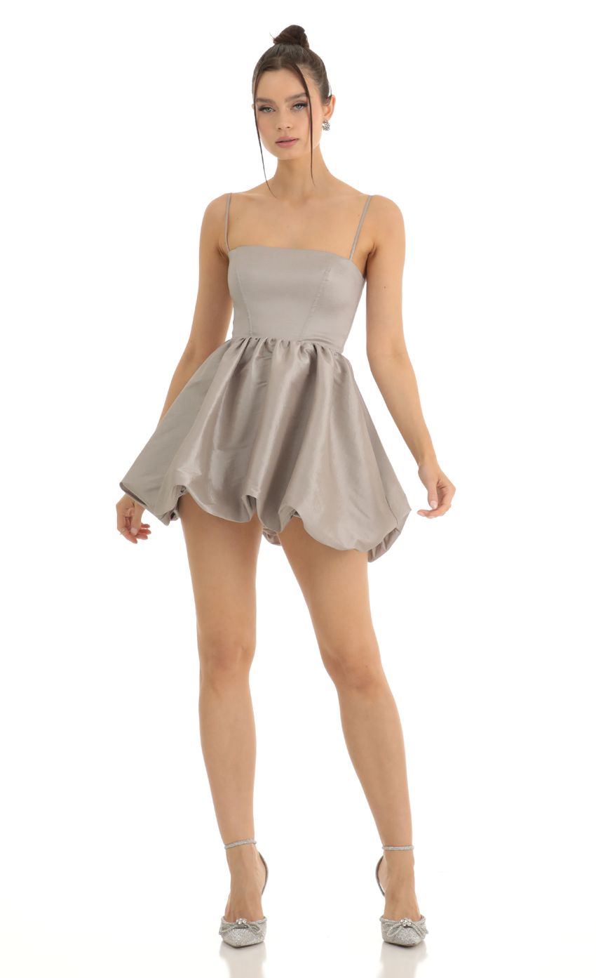 Zia Bubble Skirt Dress In Grey Lucy In The Sky
