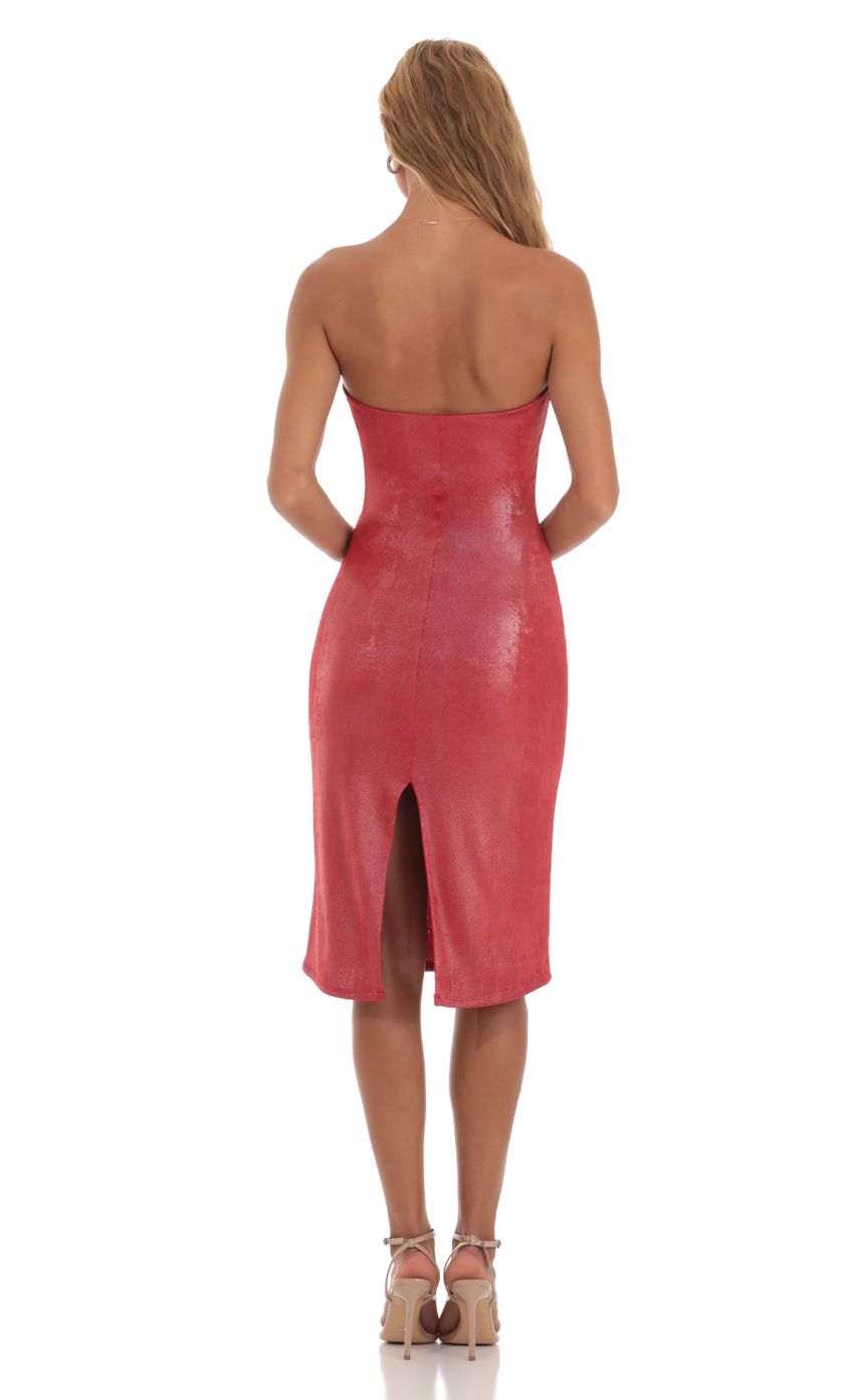 Domini Metallic Strapless Dress in Red | LUCY IN THE SKY