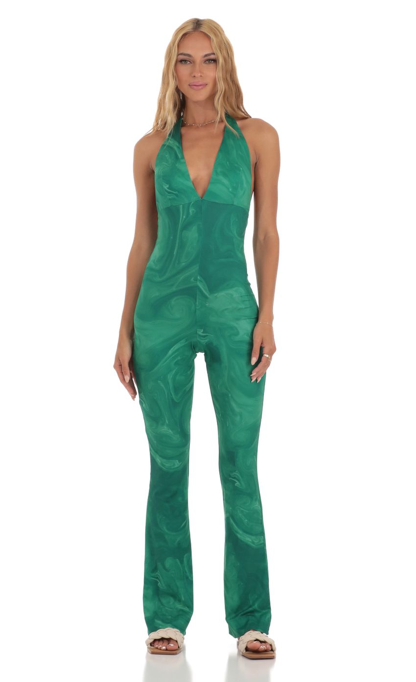 Freya Jumpsuit in Green Swirl | LUCY IN THE SKY