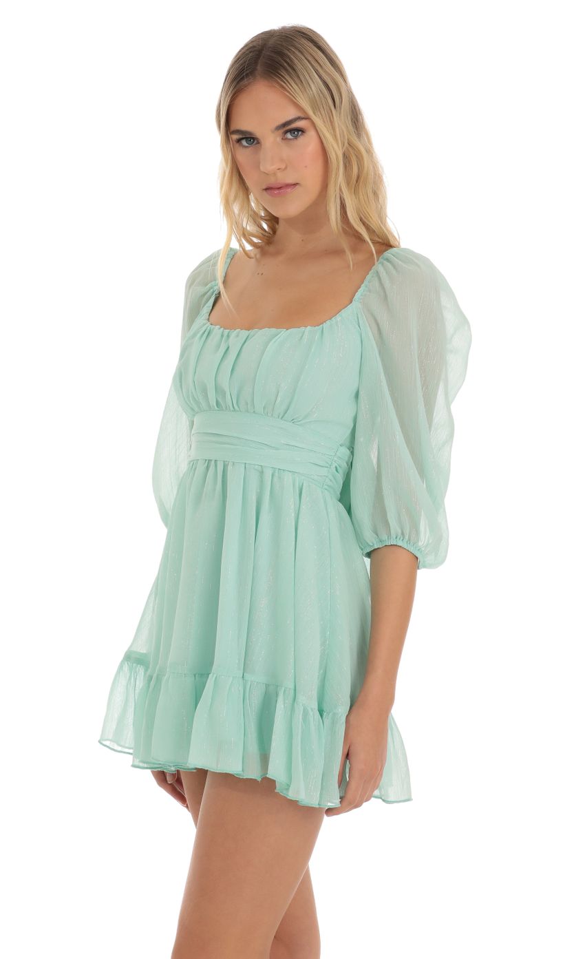 Ruffle Shimmer Dress in Mint Green | LUCY IN THE SKY