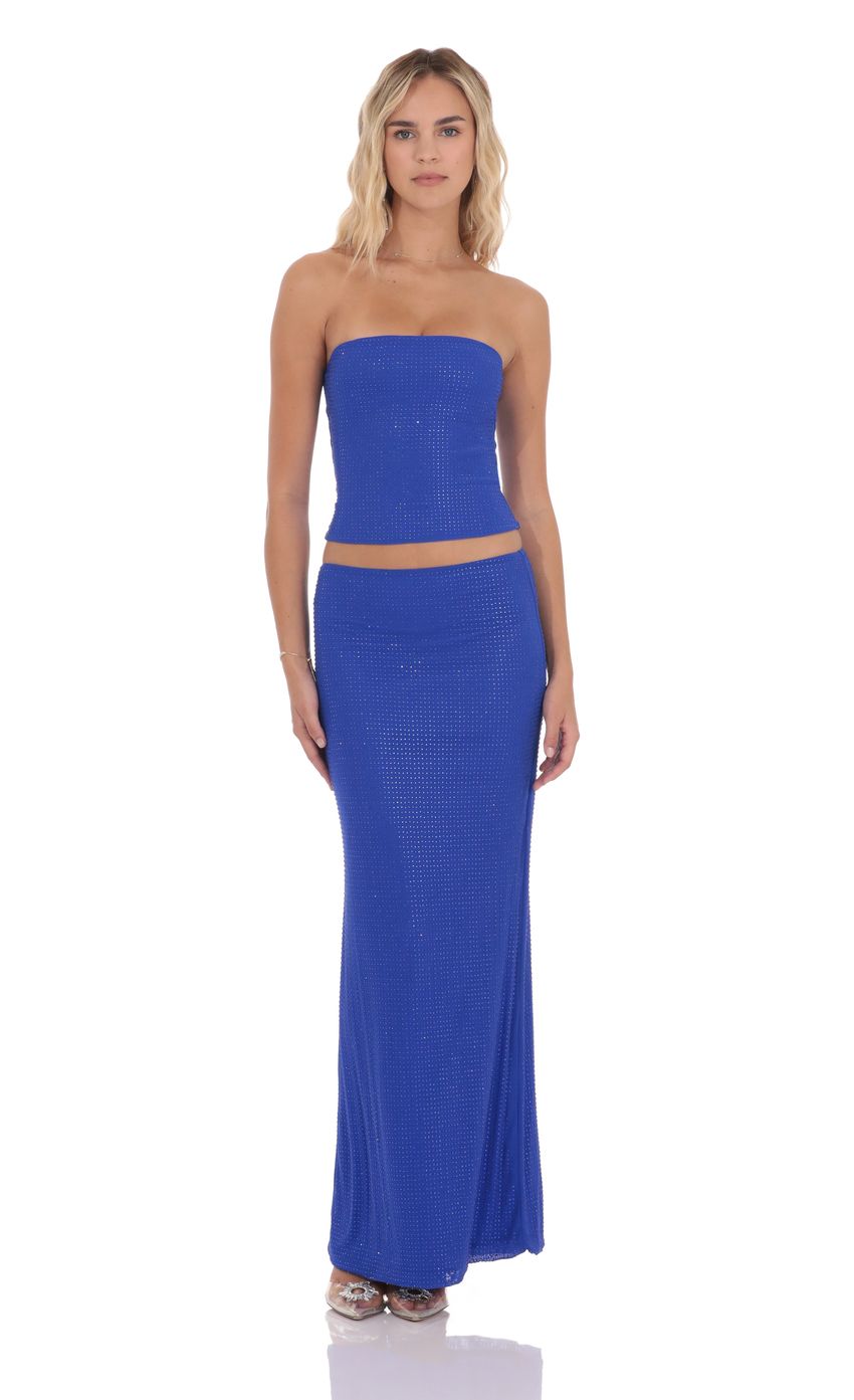 Mesh Rhinestone Two Piece Set in Royal Blue | LUCY IN THE SKY